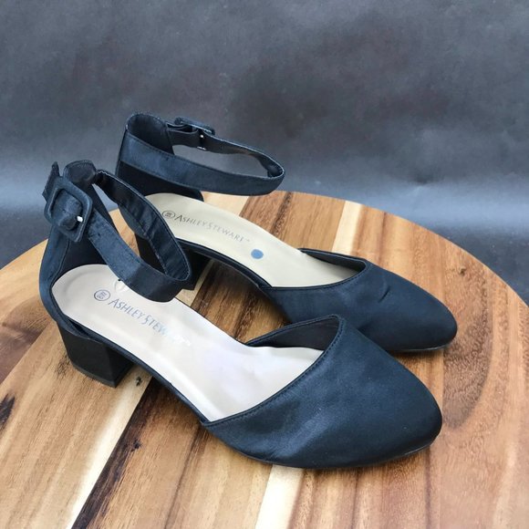 Ashley Stewart | Shoes | Ashley Stewart Black Dorsay Ankle Strap Block ...